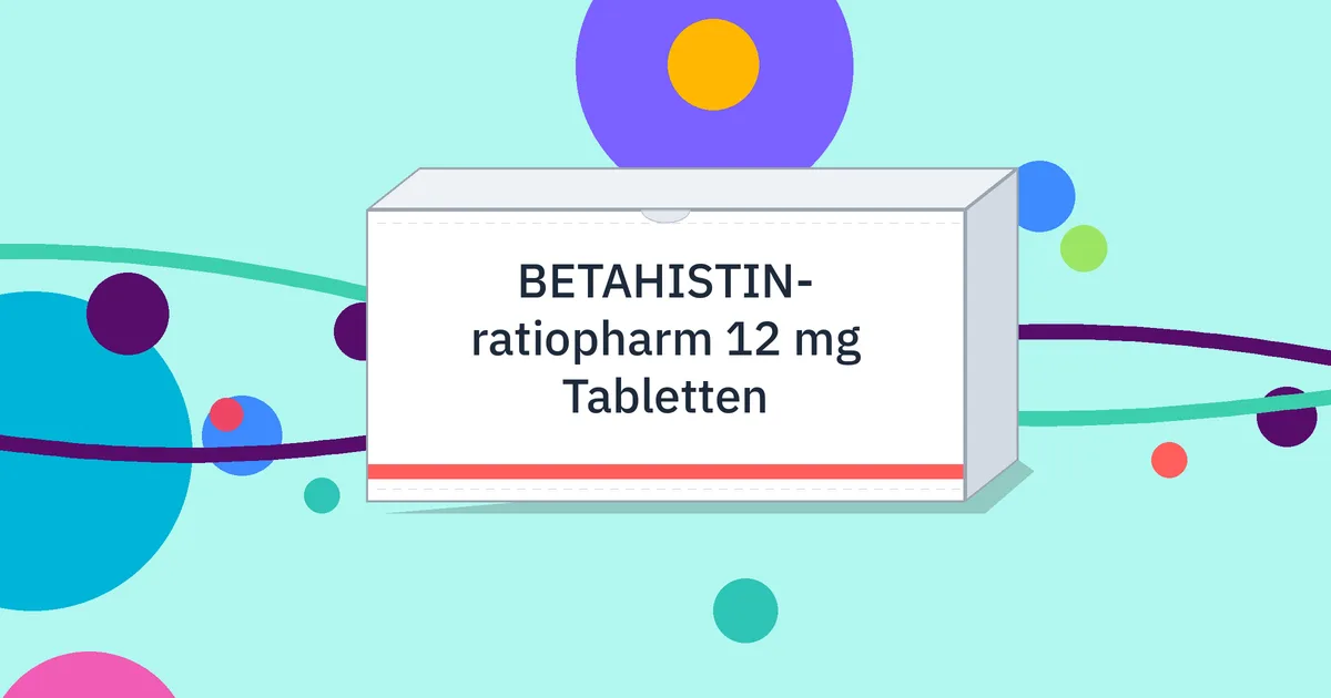 Symbolbild: Packung mit der Aufschrift BETAHISTIN-ratiopharm 12 mg Tabletten (PZN 08636766) – Verfügbarkeit und Bezug in Apotheken in Frankfurt am Main