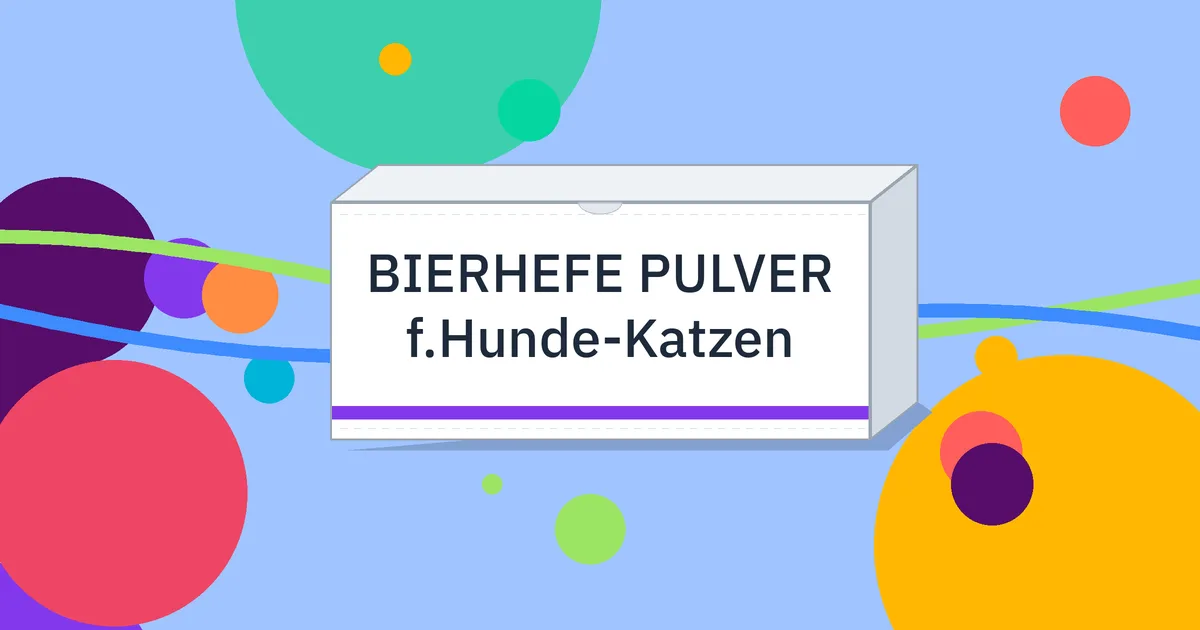 Symbolbild: Packung mit der Aufschrift BIERHEFE PULVER f.Hunde-Katzen (PZN 12893753) – Verfügbarkeit und Bezug in Apotheken in Frankfurt am Main
