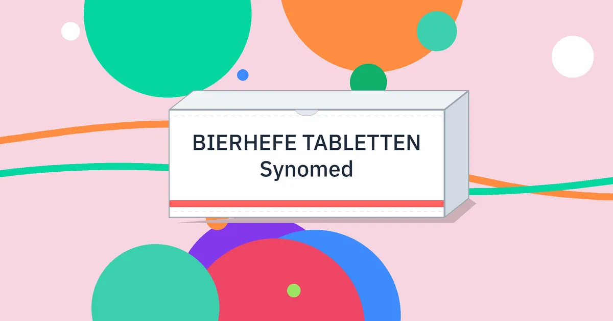 Symbolbild: Packung mit der Aufschrift BIERHEFE TABLETTEN Synomed (PZN 00664734) – Verfügbarkeit und Bezug in Apotheken in Frankfurt am Main