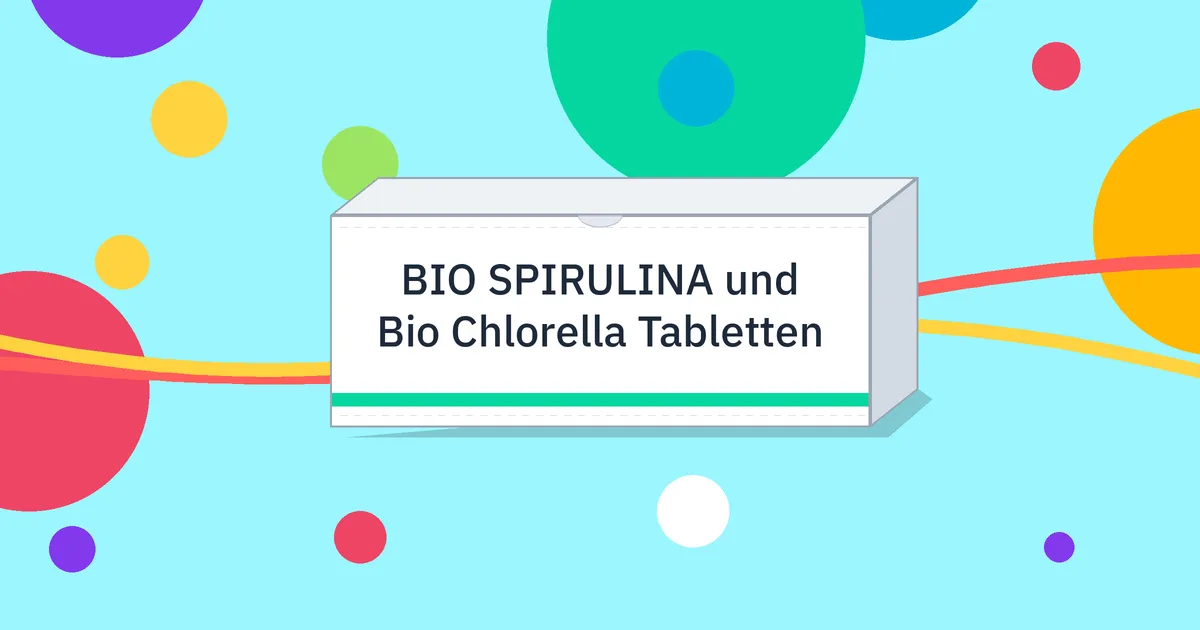 Symbolbild: Packung mit der Aufschrift BIO SPIRULINA und Bio Chlorella Tabletten (PZN 19881859) – Verfügbarkeit und Bezug in Apotheken in Frankfurt am Main