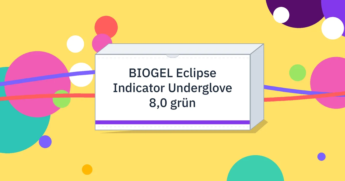 Symbolbild: Packung mit der Aufschrift BIOGEL Eclipse Indicator Underglove 8,0 grün (PZN 04701840) – Verfügbarkeit und Bezug in Apotheken in Frankfurt am Main