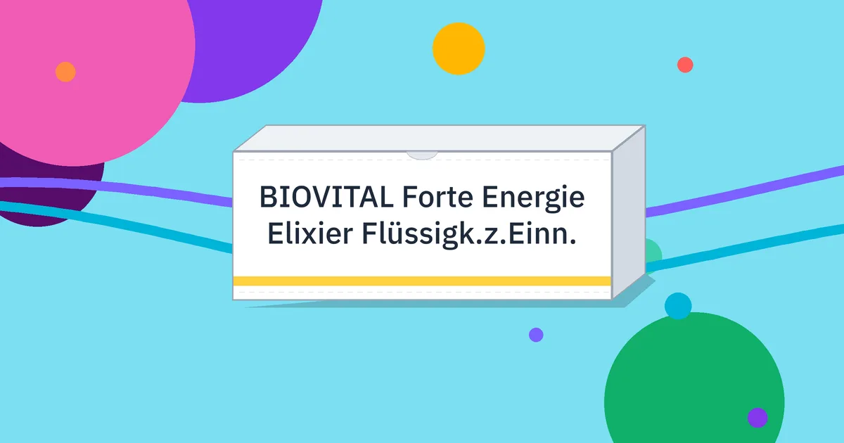 Symbolbild: Packung mit der Aufschrift BIOVITAL Forte Energie Elixier Flüssigk.z.Einn. (PZN 19422436) – Verfügbarkeit und Bezug in Apotheken in Frankfurt am Main