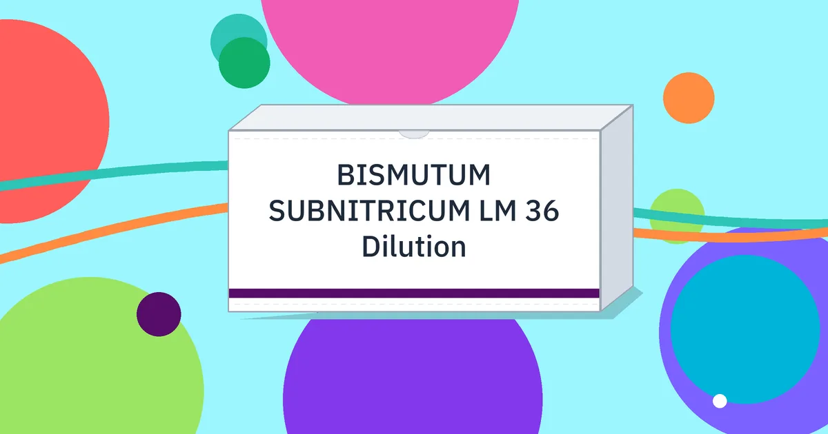Symbolbild: Packung mit der Aufschrift BISMUTUM SUBNITRICUM LM 36 Dilution (PZN 13389092) – Verfügbarkeit und Bezug in Apotheken in Frankfurt am Main