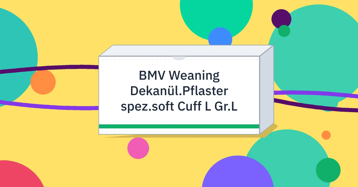 Symbolbild: Packung mit der Aufschrift BMV Weaning Dekanül.Pflaster spez.soft Cuff L Gr.L (PZN 16608643) – Verfügbarkeit und Bezug in Apotheken in Frankfurt am Main