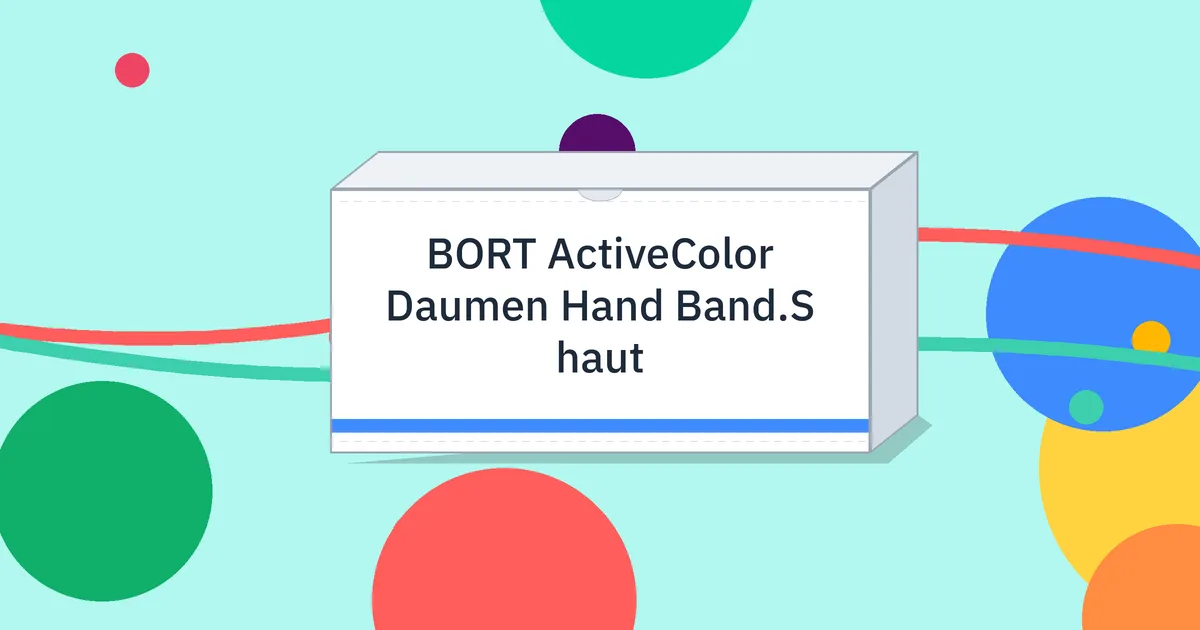Symbolbild: Packung mit der Aufschrift BORT ActiveColor Daumen Hand Band.S haut (PZN 05873566) – Verfügbarkeit und Bezug in Apotheken in Frankfurt am Main