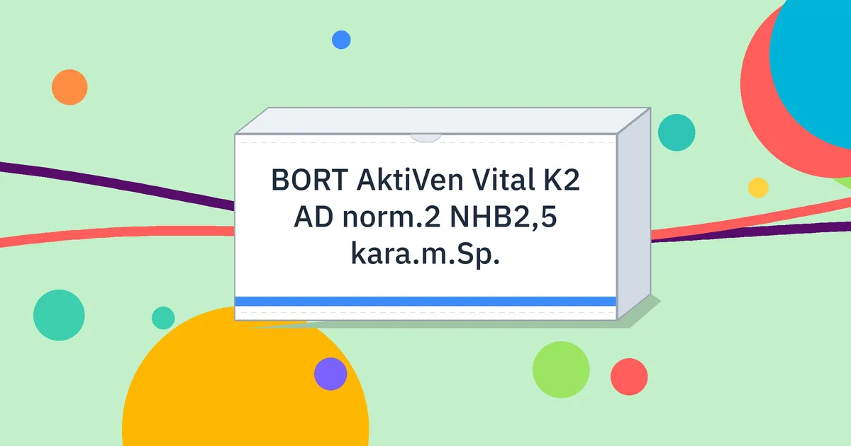 Symbolbild: Packung mit der Aufschrift BORT AktiVen Vital K2 AD norm.2 NHB2,5 kara.m.Sp. (PZN 17497714) – Verfügbarkeit und Bezug in Apotheken in Frankfurt am Main