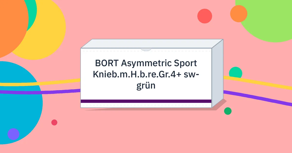 Symbolbild: Packung mit der Aufschrift BORT Asymmetric Sport Knieb.m.H.b.re.Gr.4+ sw-grün (PZN 19634411) – Verfügbarkeit und Bezug in Apotheken in Frankfurt am Main