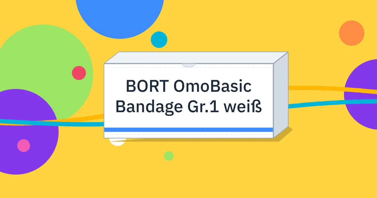 Symbolbild: Packung mit der Aufschrift BORT OmoBasic Bandage Gr.1 weiß (PZN 05539241) – Verfügbarkeit und Bezug in Apotheken in Frankfurt am Main