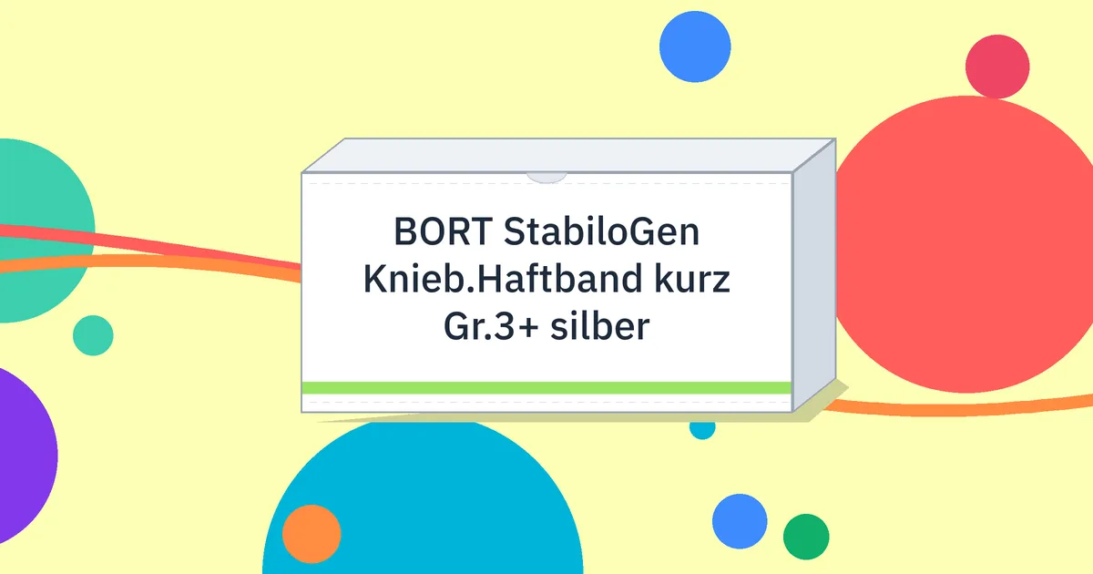 Symbolbild: Packung mit der Aufschrift BORT StabiloGen Knieb.Haftband kurz Gr.3+ silber (PZN 16847313) – Verfügbarkeit und Bezug in Apotheken in Frankfurt am Main