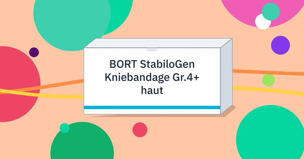 Symbolbild: Packung mit der Aufschrift BORT StabiloGen Kniebandage Gr.4+ haut (PZN 16846779) – Verfügbarkeit und Bezug in Apotheken in Frankfurt am Main