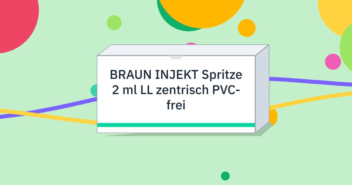 Symbolbild: Packung mit der Aufschrift BRAUN INJEKT Spritze 2 ml LL zentrisch PVC-frei (PZN 18730294) – Verfügbarkeit und Bezug in Apotheken in Frankfurt am Main