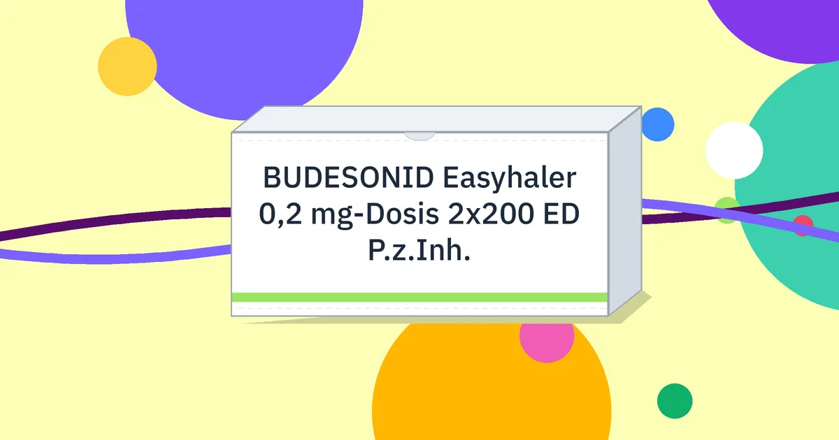Symbolbild: Packung mit der Aufschrift BUDESONID Easyhaler 0,2 mg-Dosis 2x200 ED P.z.Inh. (PZN 06101877) – Verfügbarkeit und Bezug in Apotheken in Frankfurt am Main