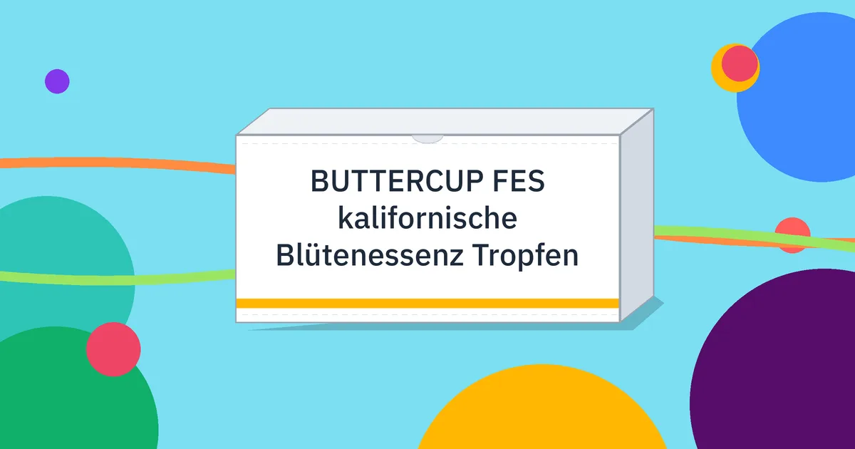 Symbolbild: Packung mit der Aufschrift BUTTERCUP FES kalifornische Blütenessenz Tropfen (PZN 09172010) – Verfügbarkeit und Bezug in Apotheken in Frankfurt am Main