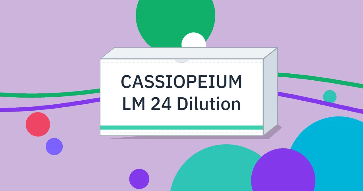 Symbolbild: Packung mit der Aufschrift CASSIOPEIUM LM 24 Dilution (PZN 13434013) – Verfügbarkeit und Bezug in Apotheken in Frankfurt am Main