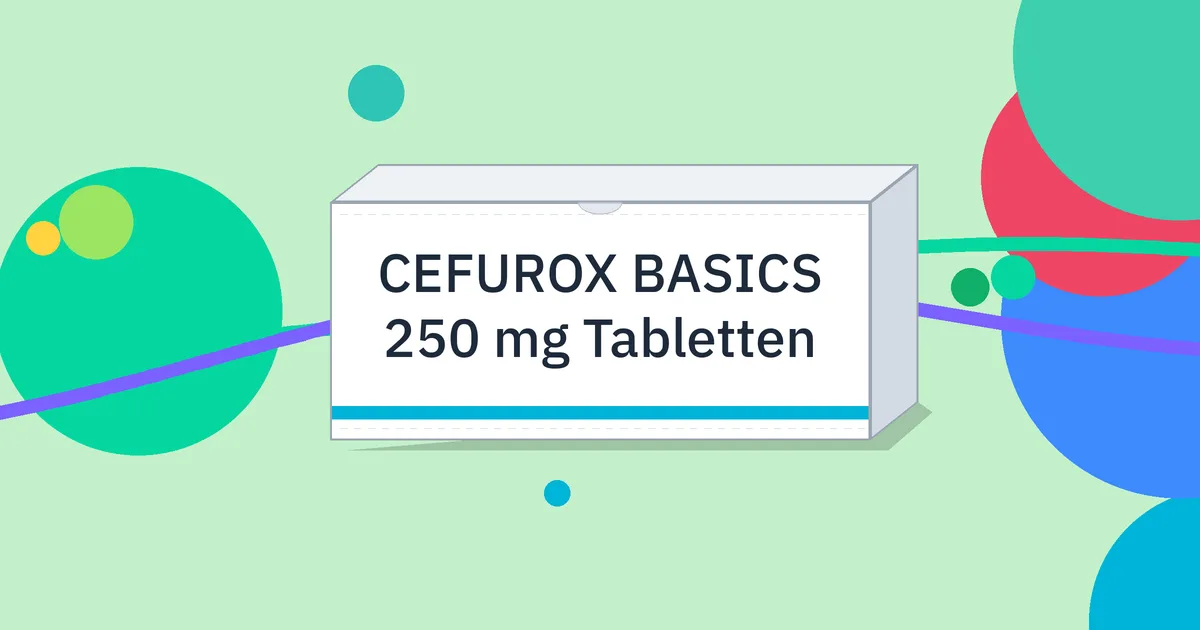 Symbolbild: Packung mit der Aufschrift CEFUROX BASICS 250 mg Tabletten (PZN 02241593) – Verfügbarkeit und Bezug in Apotheken in Frankfurt am Main