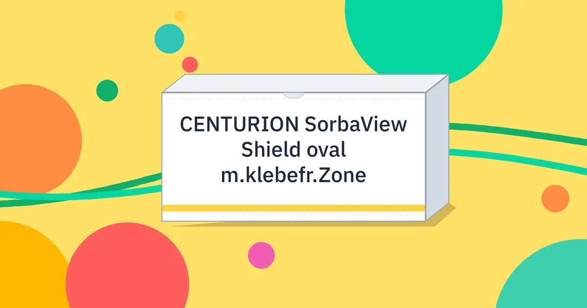 Symbolbild: Packung mit der Aufschrift CENTURION SorbaView Shield oval m.klebefr.Zone (PZN 19870198) – Verfügbarkeit und Bezug in Apotheken in Frankfurt am Main