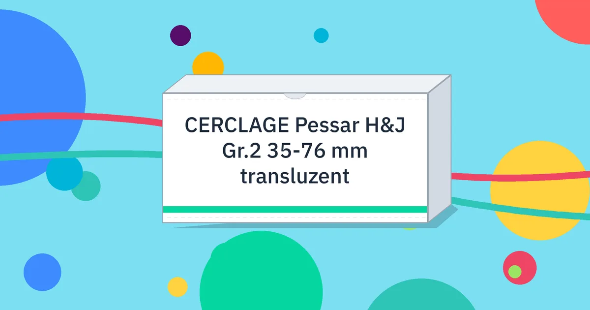 Symbolbild: Packung mit der Aufschrift CERCLAGE Pessar H&J Gr.2 35-76 mm transluzent (PZN 15226425) – Verfügbarkeit und Bezug in Apotheken in Frankfurt am Main
