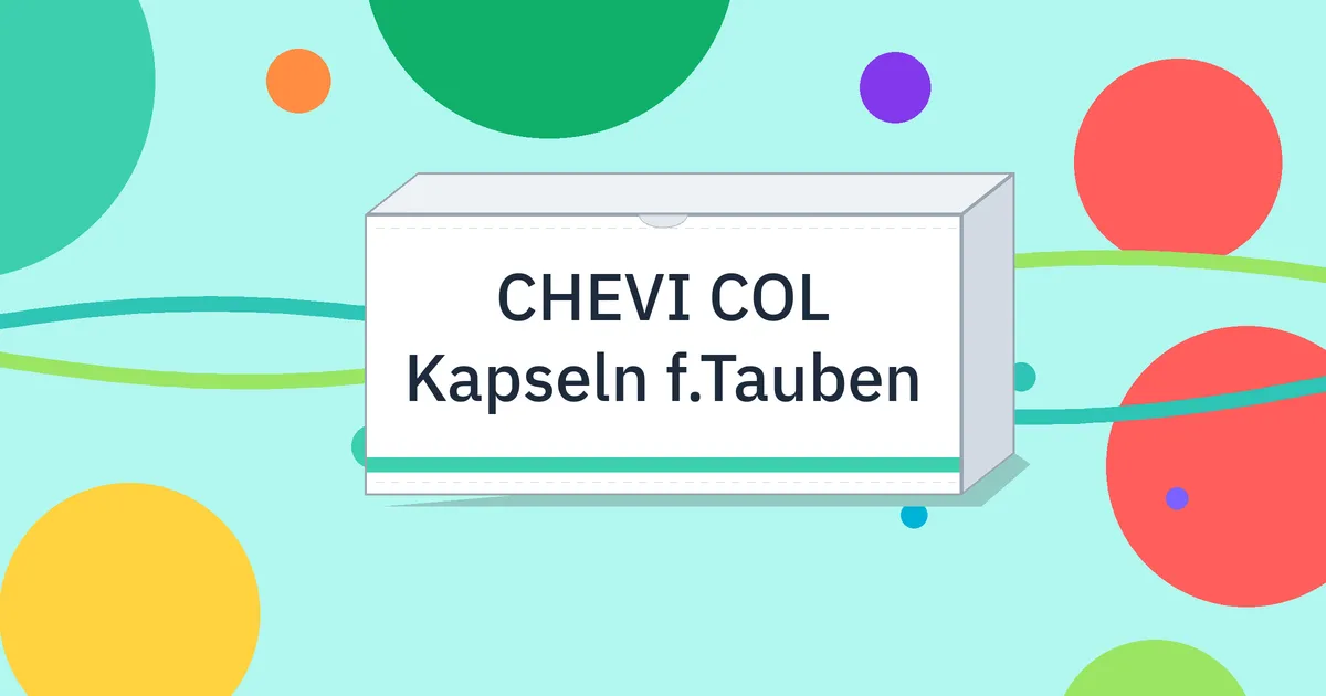 Symbolbild: Packung mit der Aufschrift CHEVI COL Kapseln f.Tauben (PZN 07322362) – Verfügbarkeit und Bezug in Apotheken in Frankfurt am Main