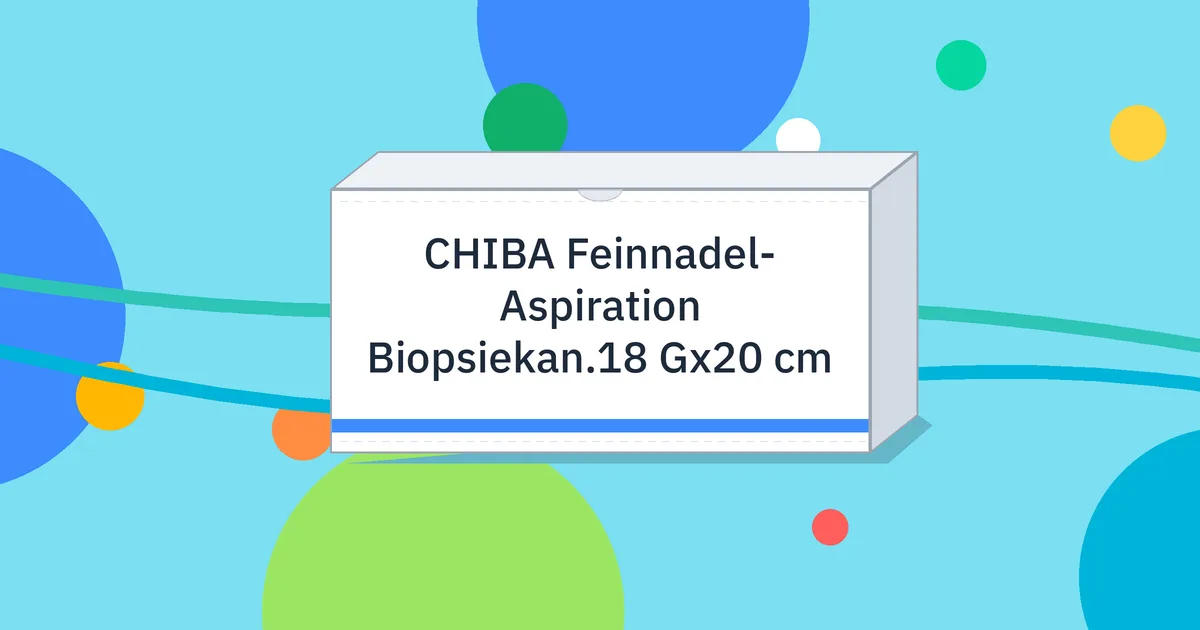 Symbolbild: Packung mit der Aufschrift CHIBA Feinnadel-Aspiration Biopsiekan.18 Gx20 cm (PZN 12497431) – Verfügbarkeit und Bezug in Apotheken in Frankfurt am Main