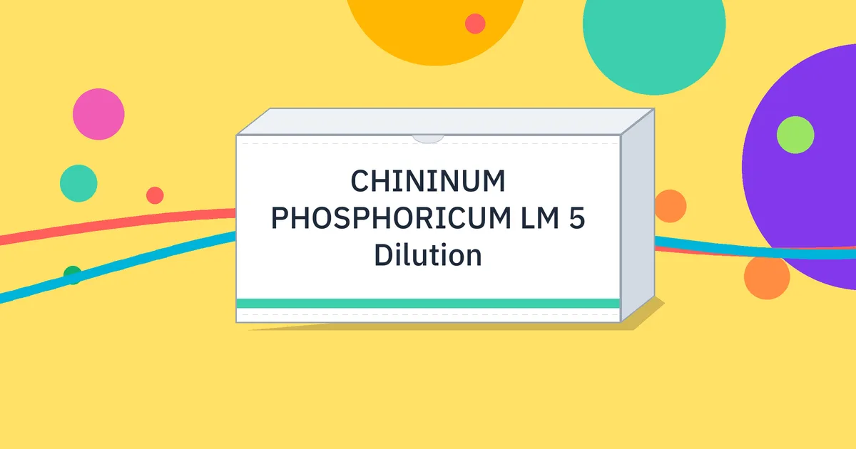 Symbolbild: Packung mit der Aufschrift CHININUM PHOSPHORICUM LM 5 Dilution (PZN 15867006) – Verfügbarkeit und Bezug in Apotheken in Frankfurt am Main