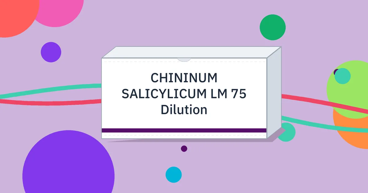 Symbolbild: Packung mit der Aufschrift CHININUM SALICYLICUM LM 75 Dilution (PZN 12815871) – Verfügbarkeit und Bezug in Apotheken in Frankfurt am Main