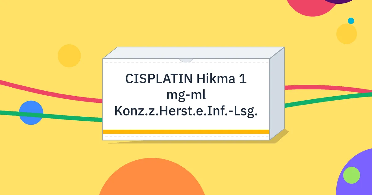 Symbolbild: Packung mit der Aufschrift CISPLATIN Hikma 1 mg-ml Konz.z.Herst.e.Inf.-Lsg. (PZN 06470764) – Verfügbarkeit und Bezug in Apotheken in Frankfurt am Main