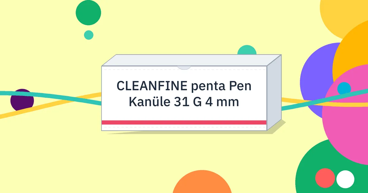 Symbolbild: Packung mit der Aufschrift CLEANFINE penta Pen Kanüle 31 G 4 mm (PZN 19767980) – Verfügbarkeit und Bezug in Apotheken in Frankfurt am Main