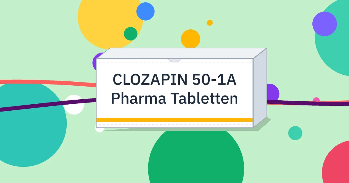 Symbolbild: Packung mit der Aufschrift CLOZAPIN 50-1A Pharma Tabletten (PZN 01663978) – Verfügbarkeit und Bezug in Apotheken in Frankfurt am Main