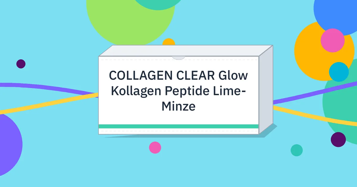 Symbolbild: Packung mit der Aufschrift COLLAGEN CLEAR Glow Kollagen Peptide Lime-Minze (PZN 19346296) – Verfügbarkeit und Bezug in Apotheken in Frankfurt am Main