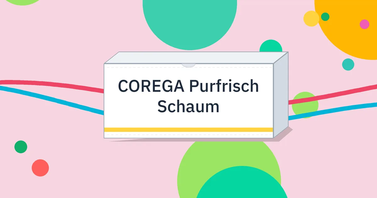 Symbolbild: Packung mit der Aufschrift COREGA Purfrisch Schaum (PZN 03540547) – Verfügbarkeit und Bezug in Apotheken in Frankfurt am Main