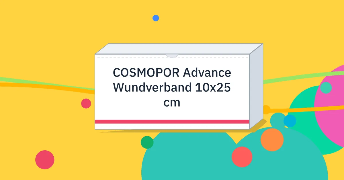 Symbolbild: Packung mit der Aufschrift COSMOPOR Advance Wundverband 10x25 cm (PZN 12577578) – Verfügbarkeit und Bezug in Apotheken in Frankfurt am Main