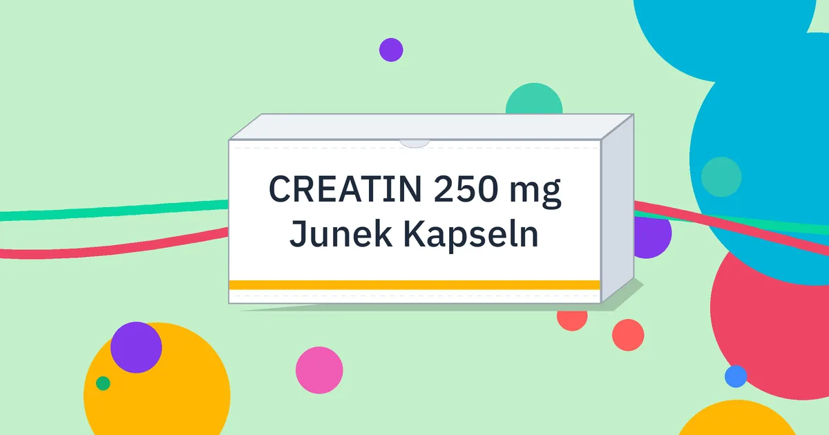 Symbolbild: Packung mit der Aufschrift CREATIN 250 mg Junek Kapseln (PZN 09325212) – Verfügbarkeit und Bezug in Apotheken in Frankfurt am Main