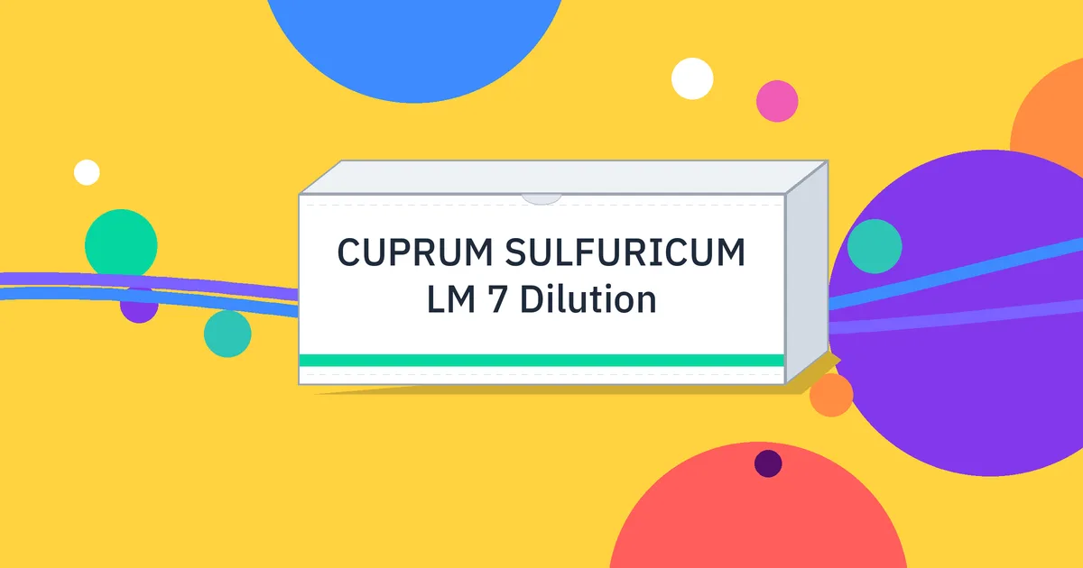 Symbolbild: Packung mit der Aufschrift CUPRUM SULFURICUM LM 7 Dilution (PZN 12838984) – Verfügbarkeit und Bezug in Apotheken in Frankfurt am Main