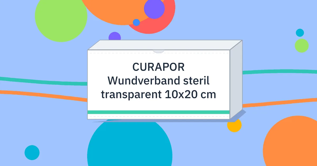 Symbolbild: Packung mit der Aufschrift CURAPOR Wundverband steril transparent 10x20 cm (PZN 12586063) – Verfügbarkeit und Bezug in Apotheken in Frankfurt am Main