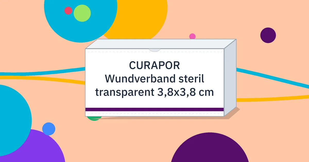 Symbolbild: Packung mit der Aufschrift CURAPOR Wundverband steril transparent 3,8x3,8 cm (PZN 20694878) – Verfügbarkeit und Bezug in Apotheken in Frankfurt am Main