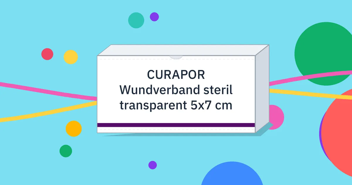 Symbolbild: Packung mit der Aufschrift CURAPOR Wundverband steril transparent 5x7 cm (PZN 20272574) – Verfügbarkeit und Bezug in Apotheken in Frankfurt am Main