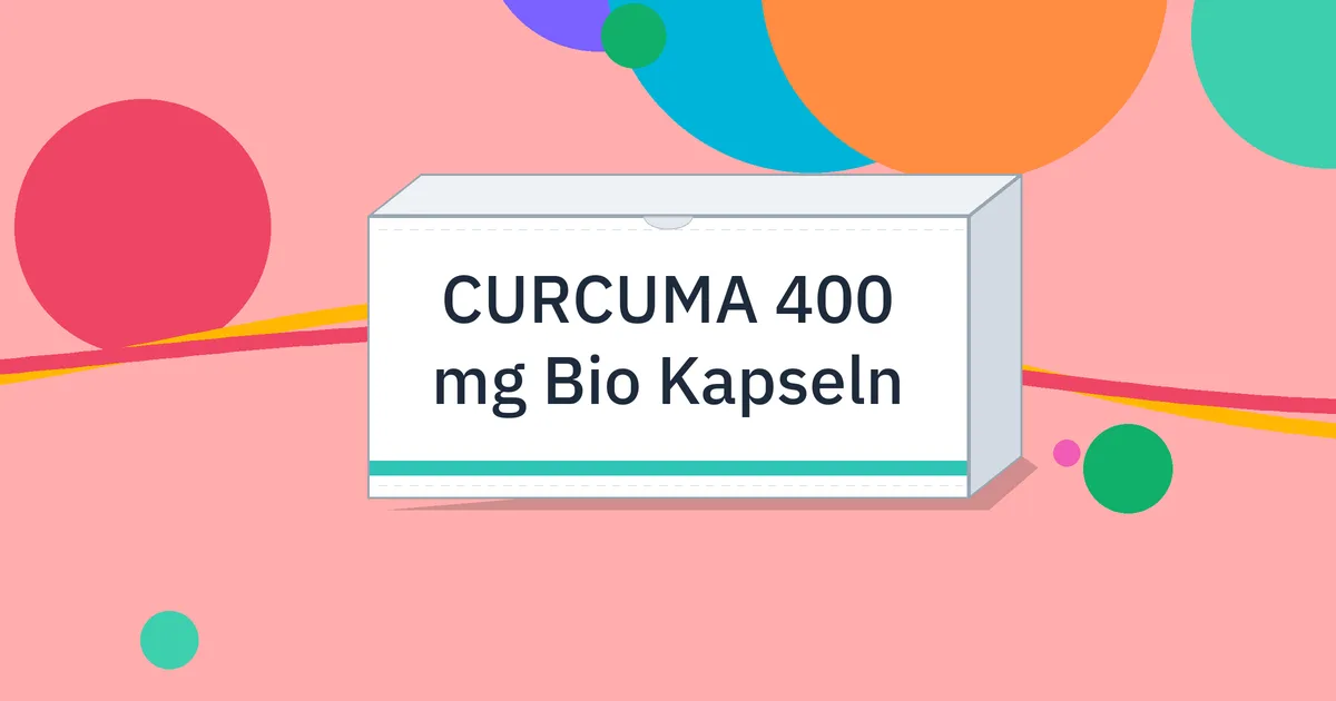 Symbolbild: Packung mit der Aufschrift CURCUMA 400 mg Bio Kapseln (PZN 19461318) – Verfügbarkeit und Bezug in Apotheken in Frankfurt am Main