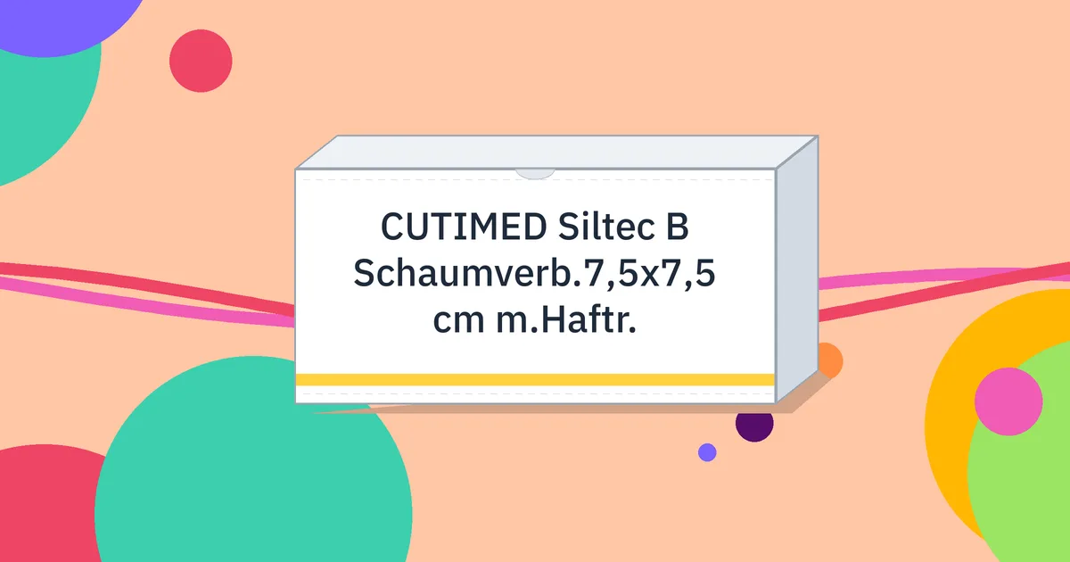 Symbolbild: Packung mit der Aufschrift CUTIMED Siltec B Schaumverb.7,5x7,5 cm m.Haftr. (PZN 15886630) – Verfügbarkeit und Bezug in Apotheken in Frankfurt am Main