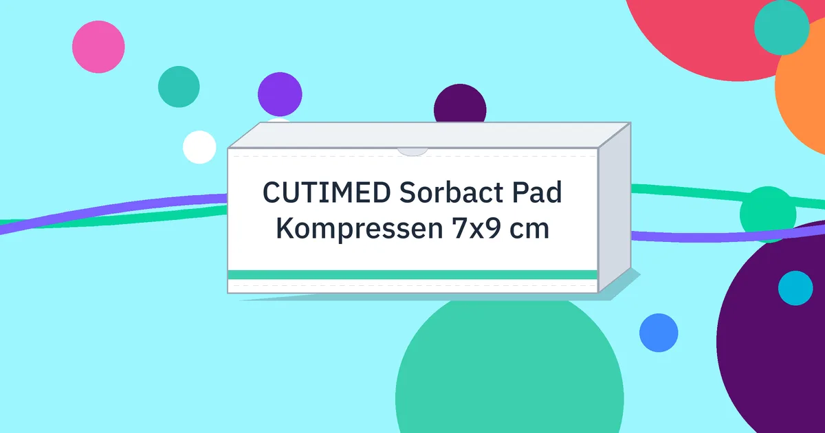 Symbolbild: Packung mit der Aufschrift CUTIMED Sorbact Pad Kompressen 7x9 cm (PZN 20846733) – Verfügbarkeit und Bezug in Apotheken in Frankfurt am Main