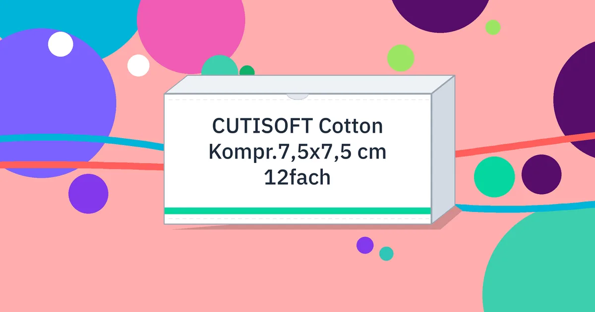 Symbolbild: Packung mit der Aufschrift CUTISOFT Cotton Kompr.7,5x7,5 cm 12fach (PZN 06477803) – Verfügbarkeit und Bezug in Apotheken in Frankfurt am Main