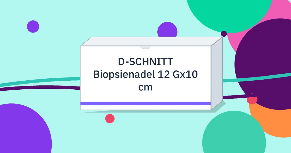 Symbolbild: Packung mit der Aufschrift D-SCHNITT Biopsienadel 12 Gx10 cm (PZN 10356761) – Verfügbarkeit und Bezug in Apotheken in Frankfurt am Main