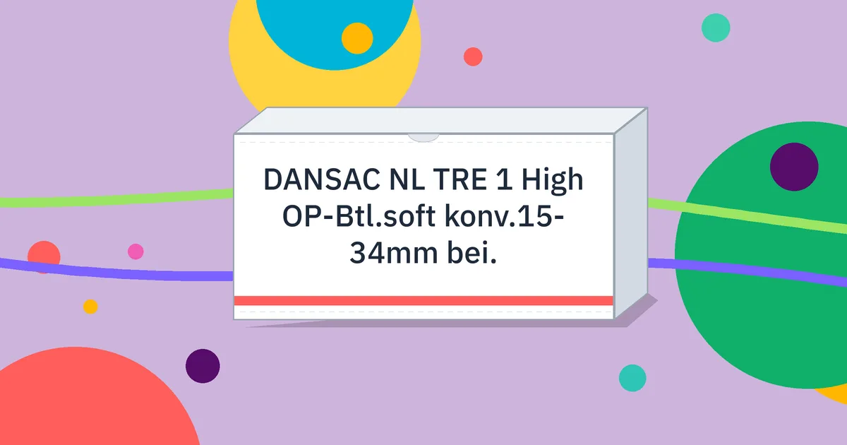 Symbolbild: Packung mit der Aufschrift DANSAC NL TRE 1 High OP-Btl.soft konv.15-34mm bei. (PZN 19745168) – Verfügbarkeit und Bezug in Apotheken in Frankfurt am Main