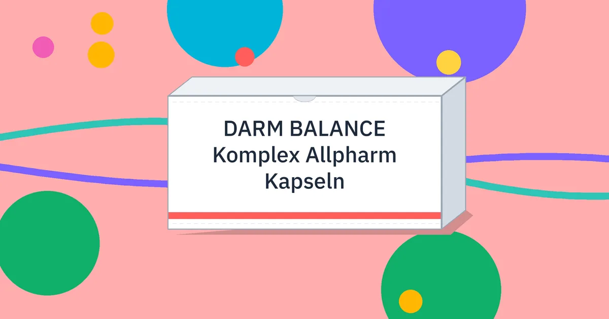 Symbolbild: Packung mit der Aufschrift DARM BALANCE Komplex Allpharm Kapseln (PZN 19388231) – Verfügbarkeit und Bezug in Apotheken in Frankfurt am Main