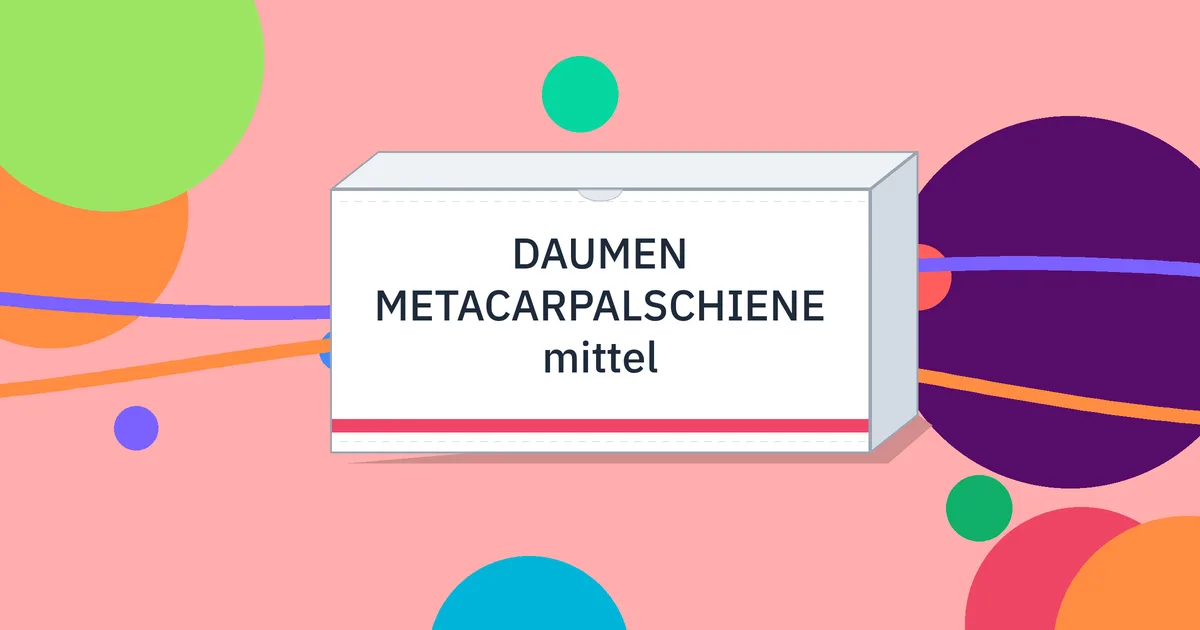 Symbolbild: Packung mit der Aufschrift DAUMEN METACARPALSCHIENE mittel (PZN 07504838) – Verfügbarkeit und Bezug in Apotheken in Frankfurt am Main