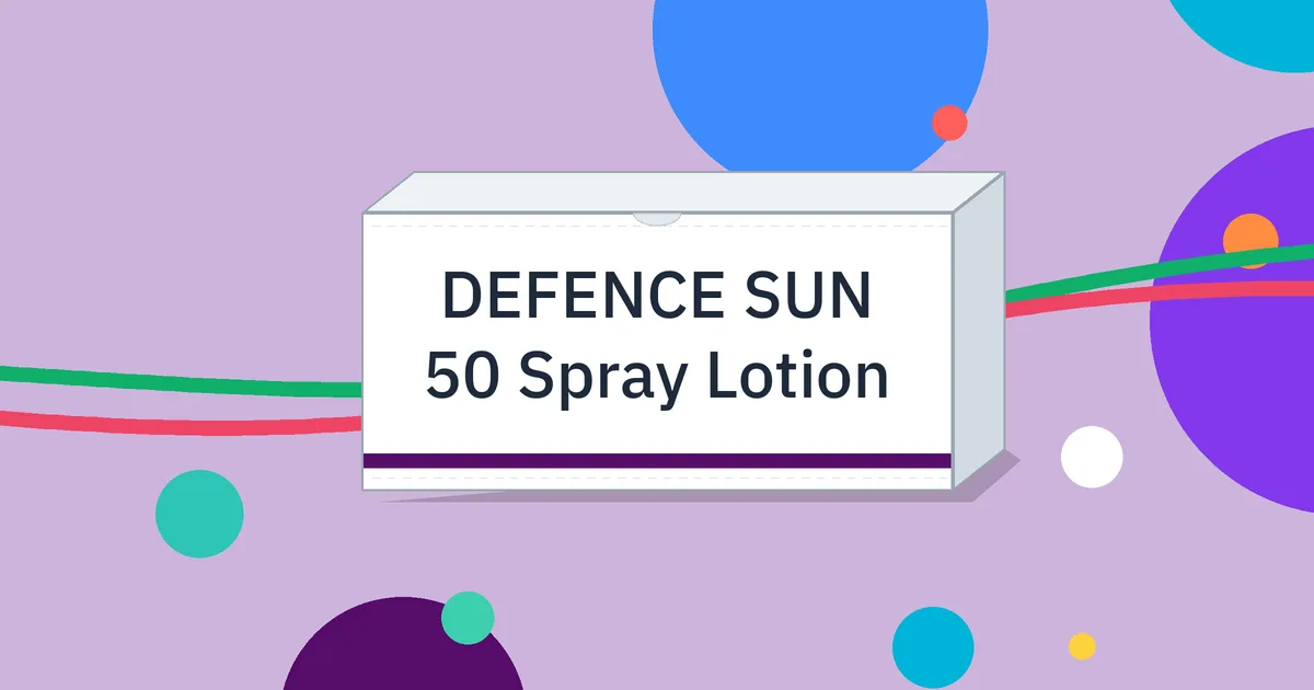 Symbolbild: Packung mit der Aufschrift DEFENCE SUN 50 Spray Lotion (PZN 11892527) – Verfügbarkeit und Bezug in Apotheken in Frankfurt am Main