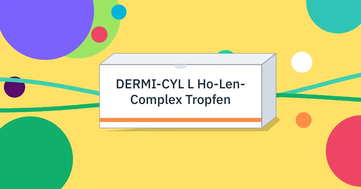 Symbolbild: Packung mit der Aufschrift DERMI-CYL L Ho-Len-Complex Tropfen (PZN 03394956) – Verfügbarkeit und Bezug in Apotheken in Frankfurt am Main