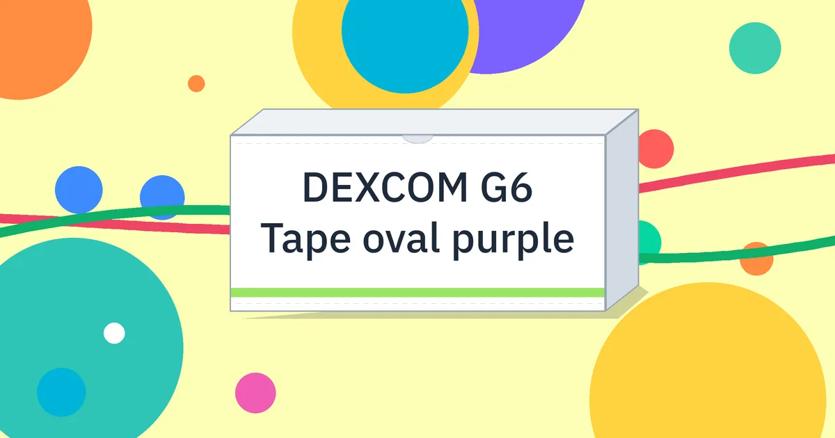 Symbolbild: Packung mit der Aufschrift DEXCOM G6 Tape oval purple (PZN 18178684) – Verfügbarkeit und Bezug in Apotheken in Frankfurt am Main