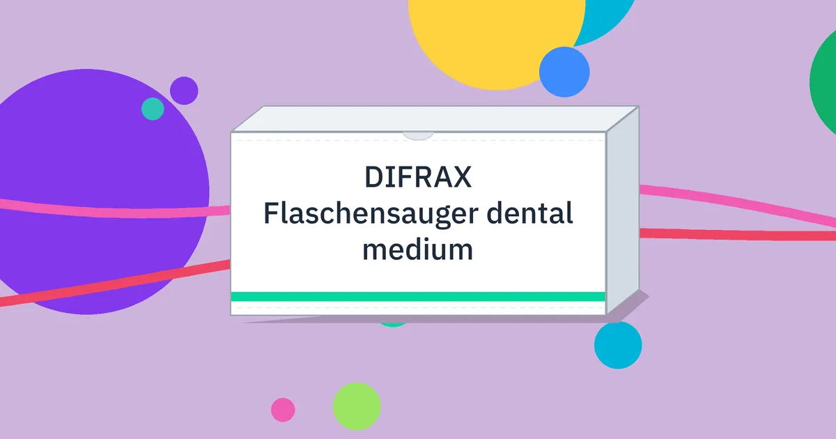 Symbolbild: Packung mit der Aufschrift DIFRAX Flaschensauger dental medium (PZN 12518363) – Verfügbarkeit und Bezug in Apotheken in Frankfurt am Main