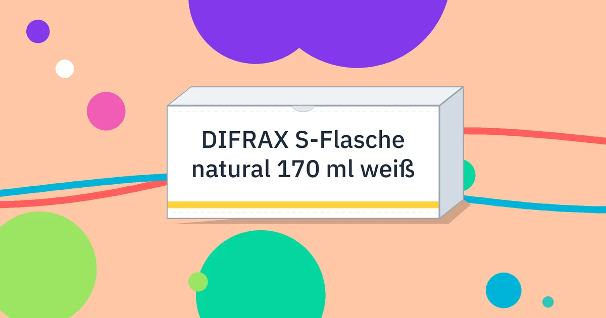 Symbolbild: Packung mit der Aufschrift DIFRAX S-Flasche natural 170 ml weiß (PZN 12517895) – Verfügbarkeit und Bezug in Apotheken in Frankfurt am Main