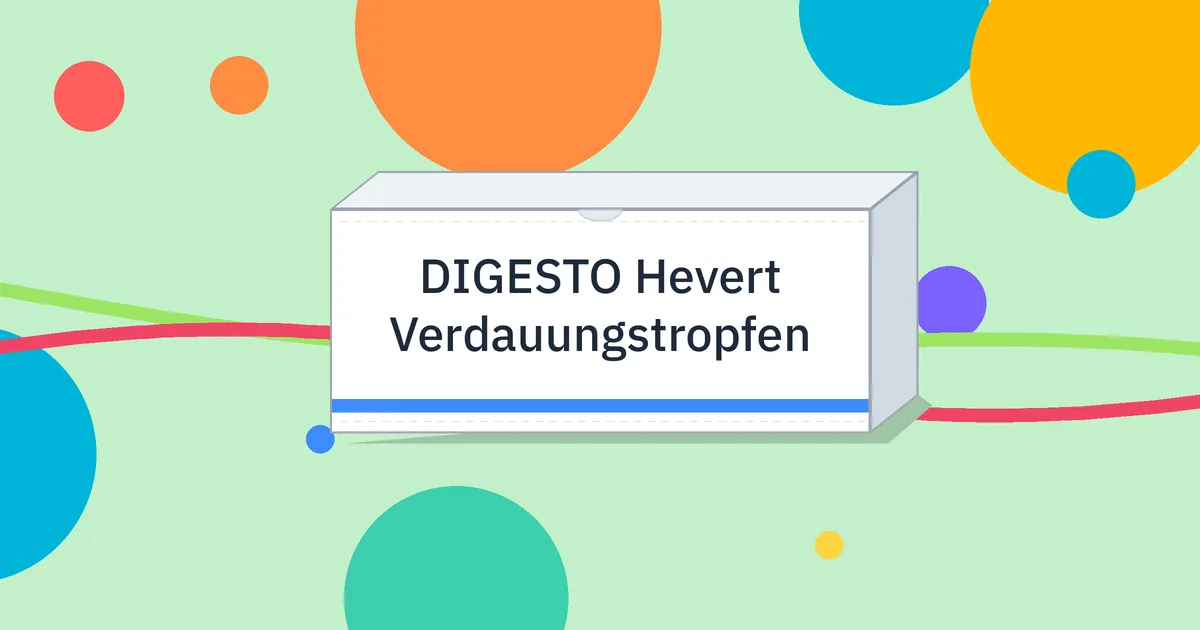 Symbolbild: Packung mit der Aufschrift DIGESTO Hevert Verdauungstropfen (PZN 11110246) – Verfügbarkeit und Bezug in Apotheken in Frankfurt am Main
